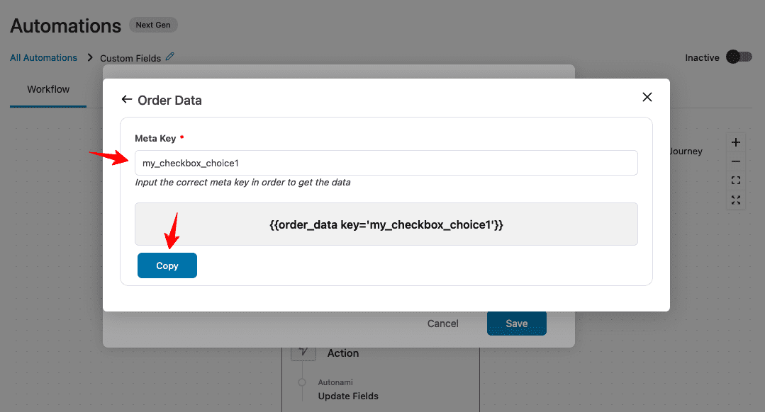 Save the Funnel Checkout Data to Custom Fields in FunnelKit Automations - FunnelKit Automations