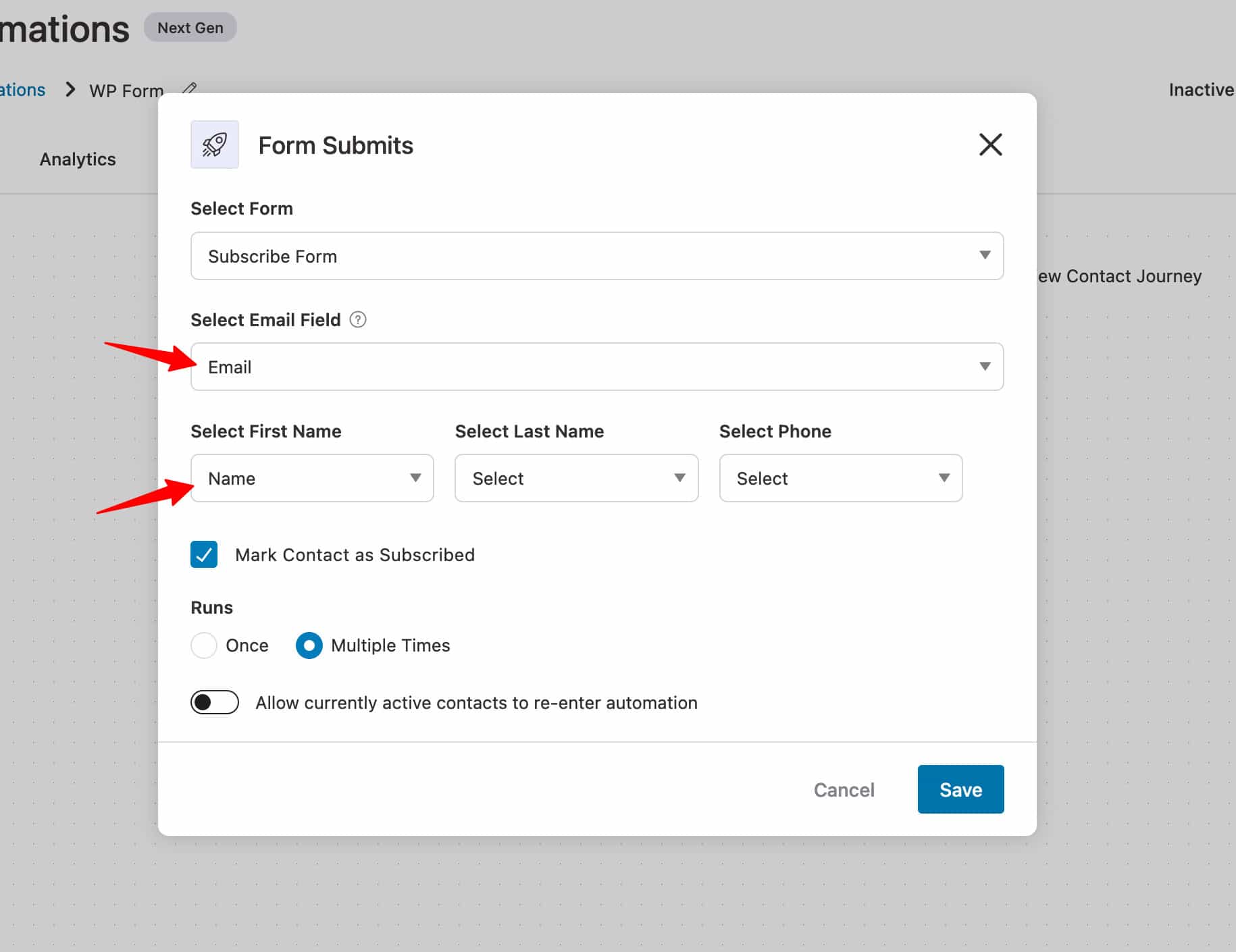 WP Forms - FunnelKit Automations