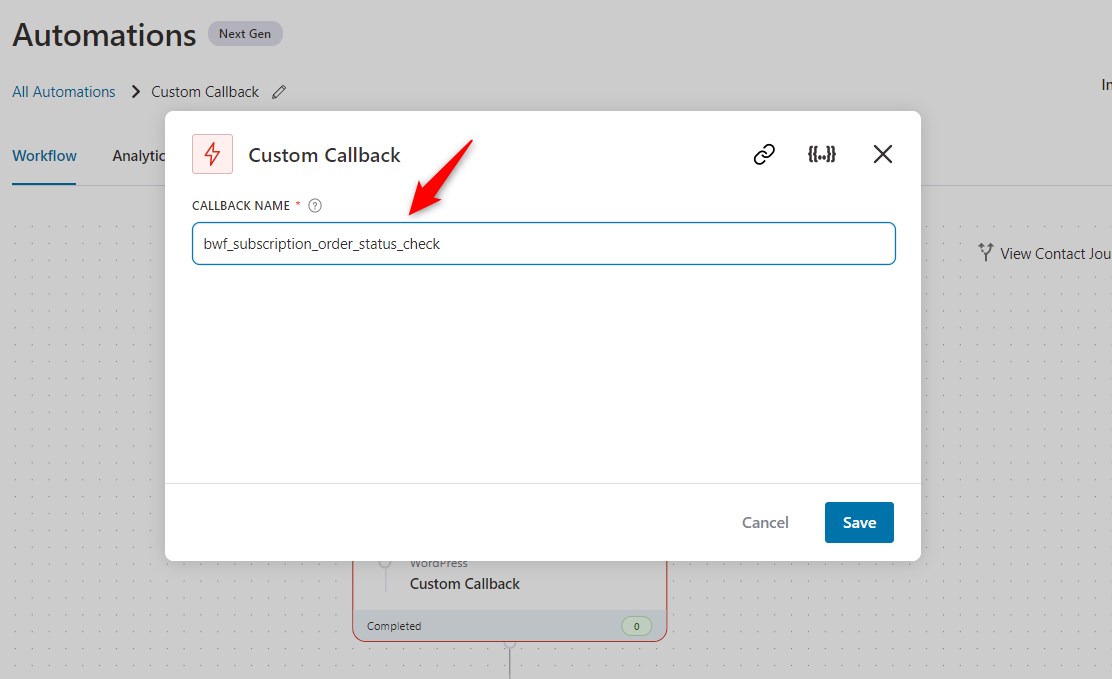 Use Custom Callback Action Funnelkit Automations