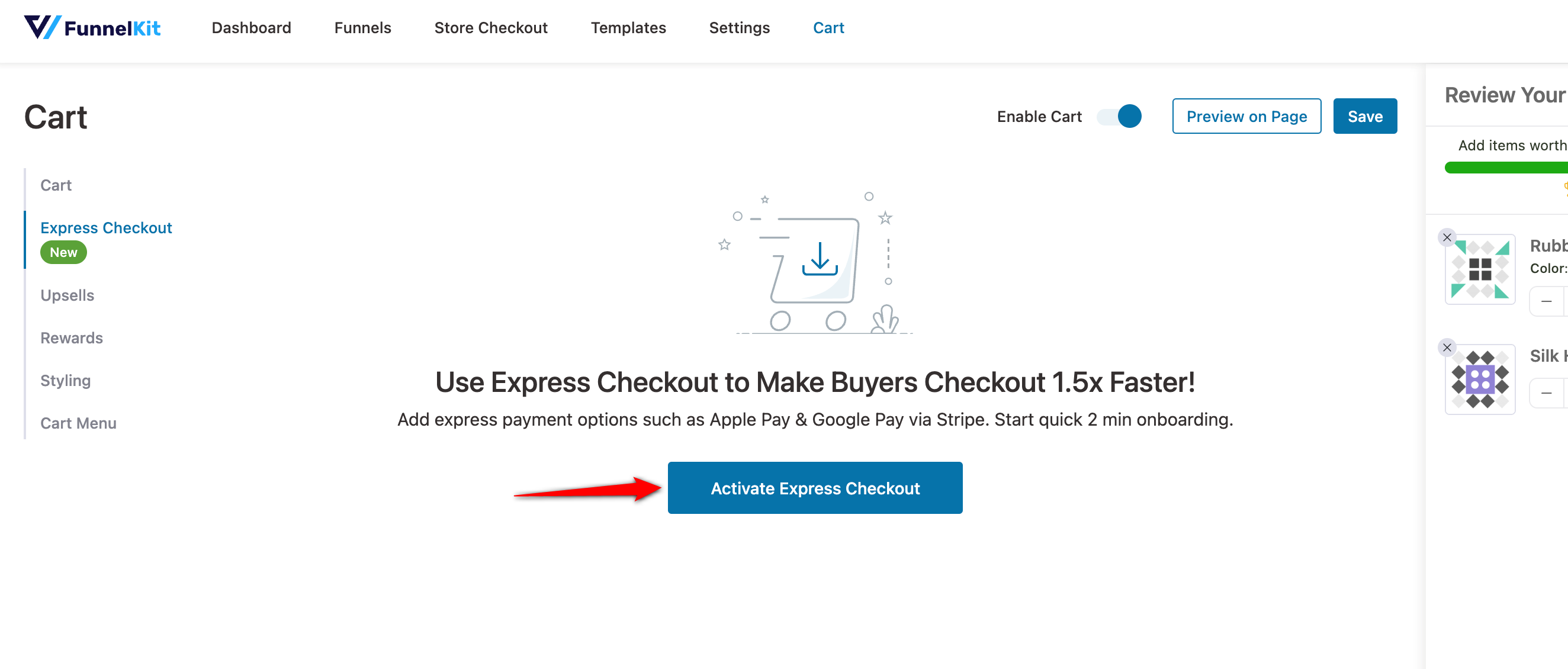 Express Checkout (FunnelKit Cart)