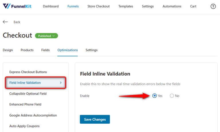 Field Inline Validation - FunnelKit