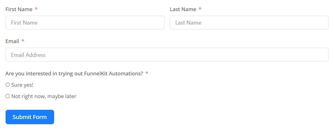 Fluent Forms - FunnelKit Automations