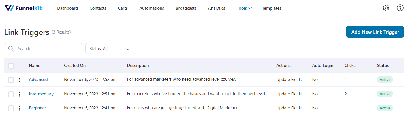 Setting up Link Triggers - FunnelKit Automations