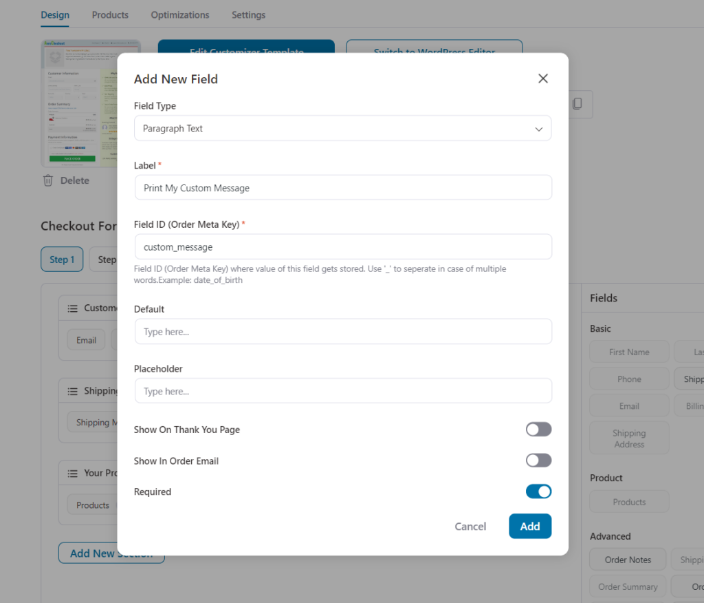 Add New Custom Fields in the Checkout Form - FunnelKit