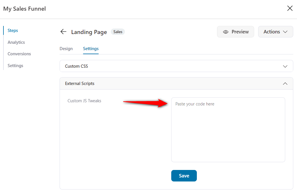 Settings (Sales Pages) - FunnelKit