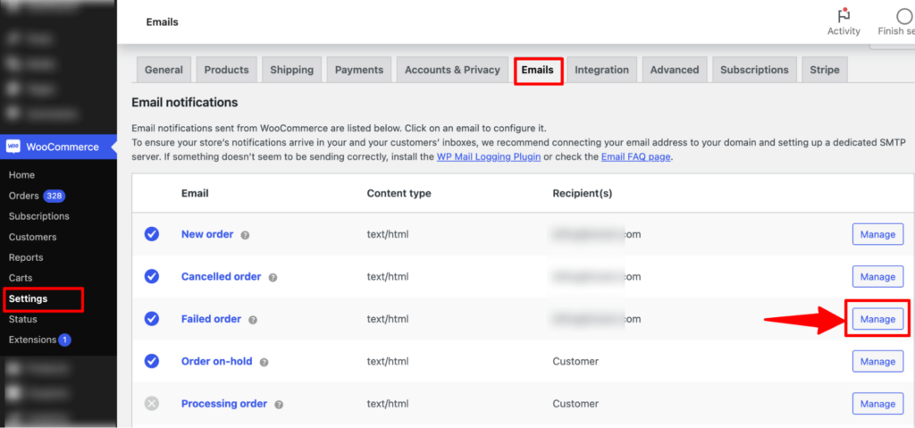 Send Custom WooCommerce Failed Order Emails to Customer