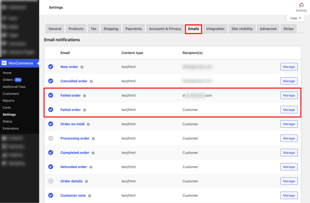 Send Custom WooCommerce Failed Order Emails to Customer