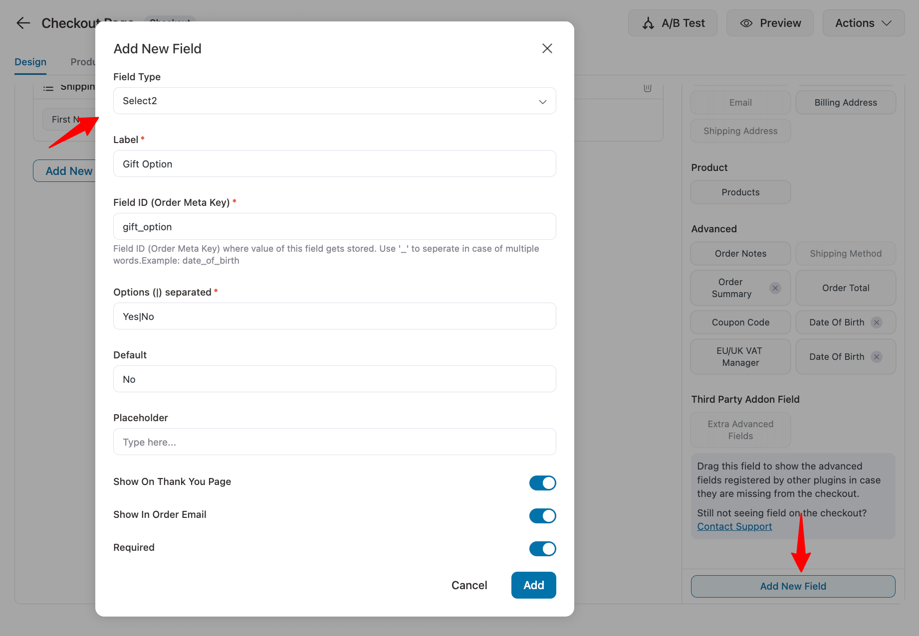 How to Add a Conditional Field Using a Select2 Field in Checkout - FunnelKit